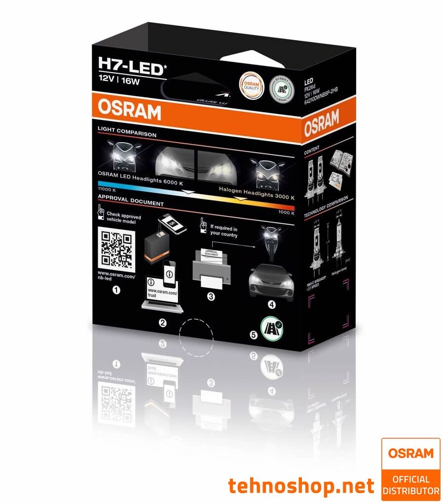 LED ŽARNICE OSRAM NIGHT BREAKER SPEED 450 H7 64210DWNBSP-2HB 12V PX26d 2HB